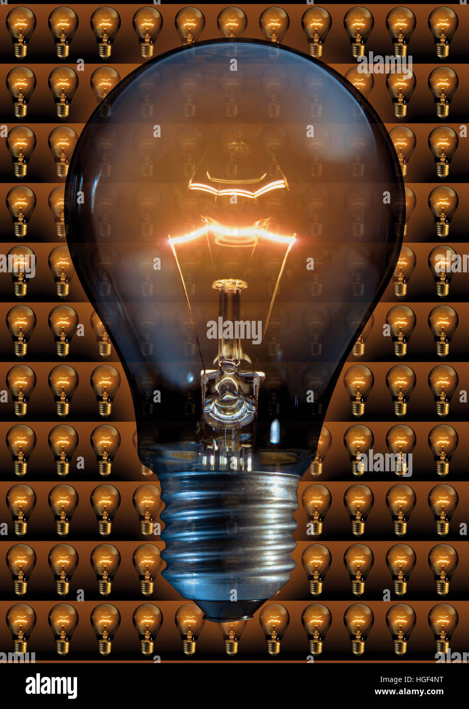 Glowing lightbulb, Composing Stock Photo - Alamy