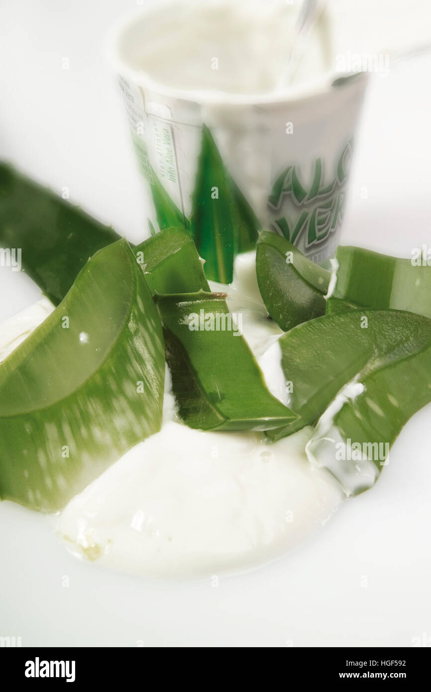 Aloe Vera yogurt with fresh aloe vera pieces Stock Photo - Alamy