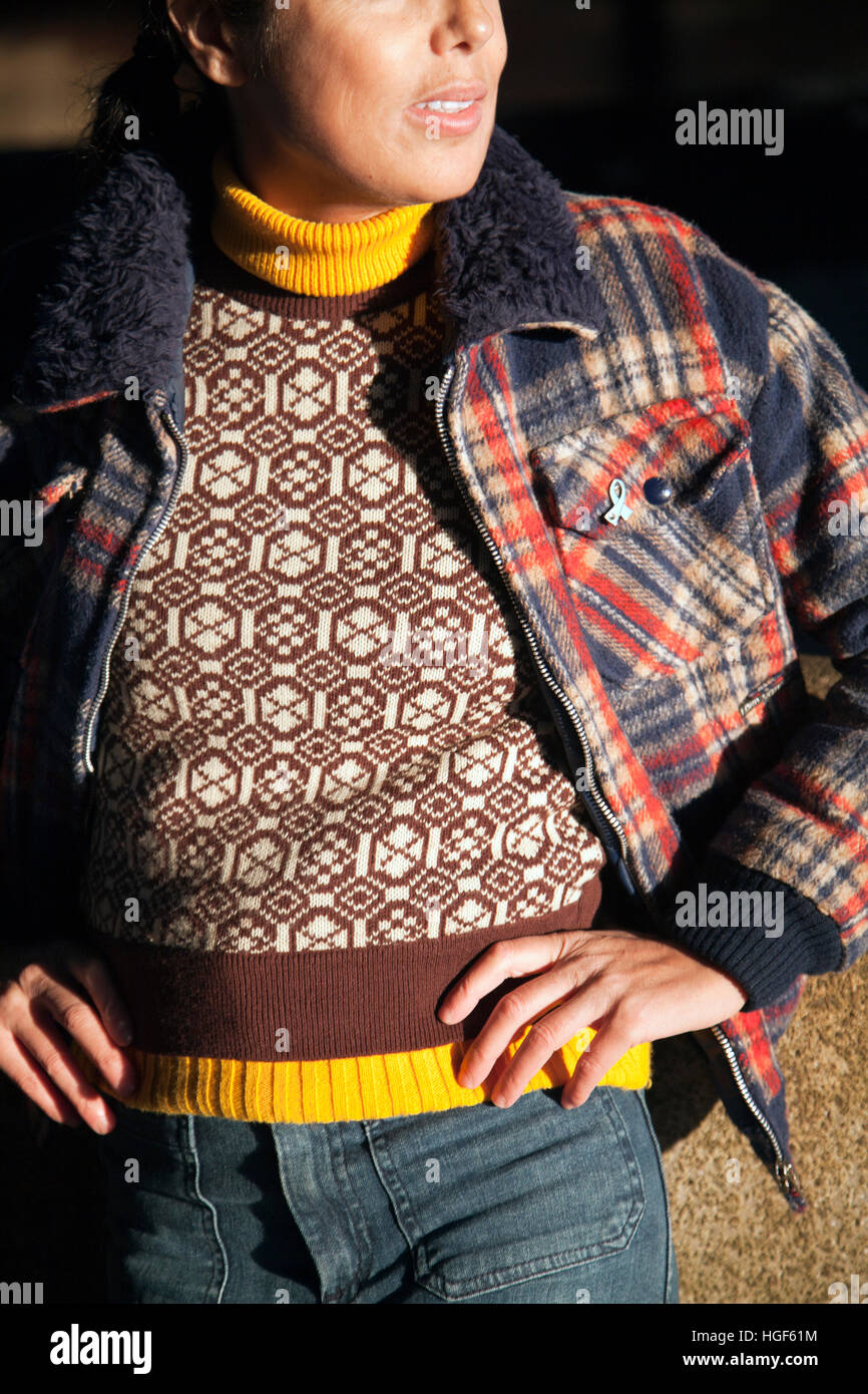 Woman in Retro Winter Fashion Stock Photo - Alamy