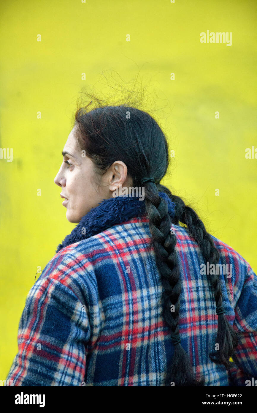 Woman in Retro Winter Fashion Stock Photo - Alamy