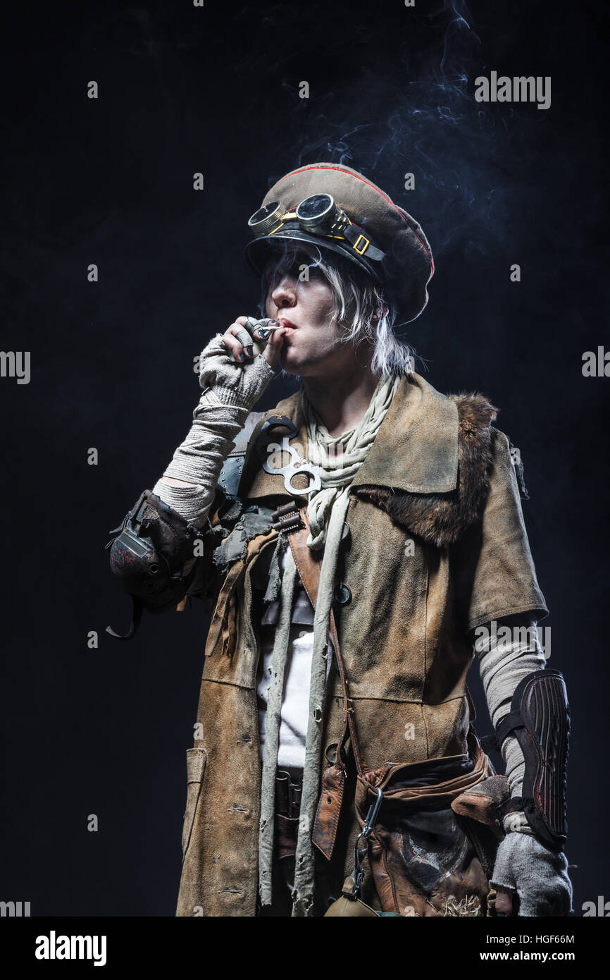 Post apocalypse female survivor Stock Photo - Alamy