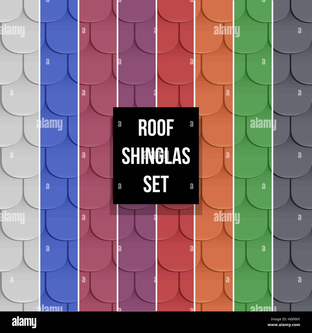 Set of different color Shingles roof seamless patterns. Classic style ...
