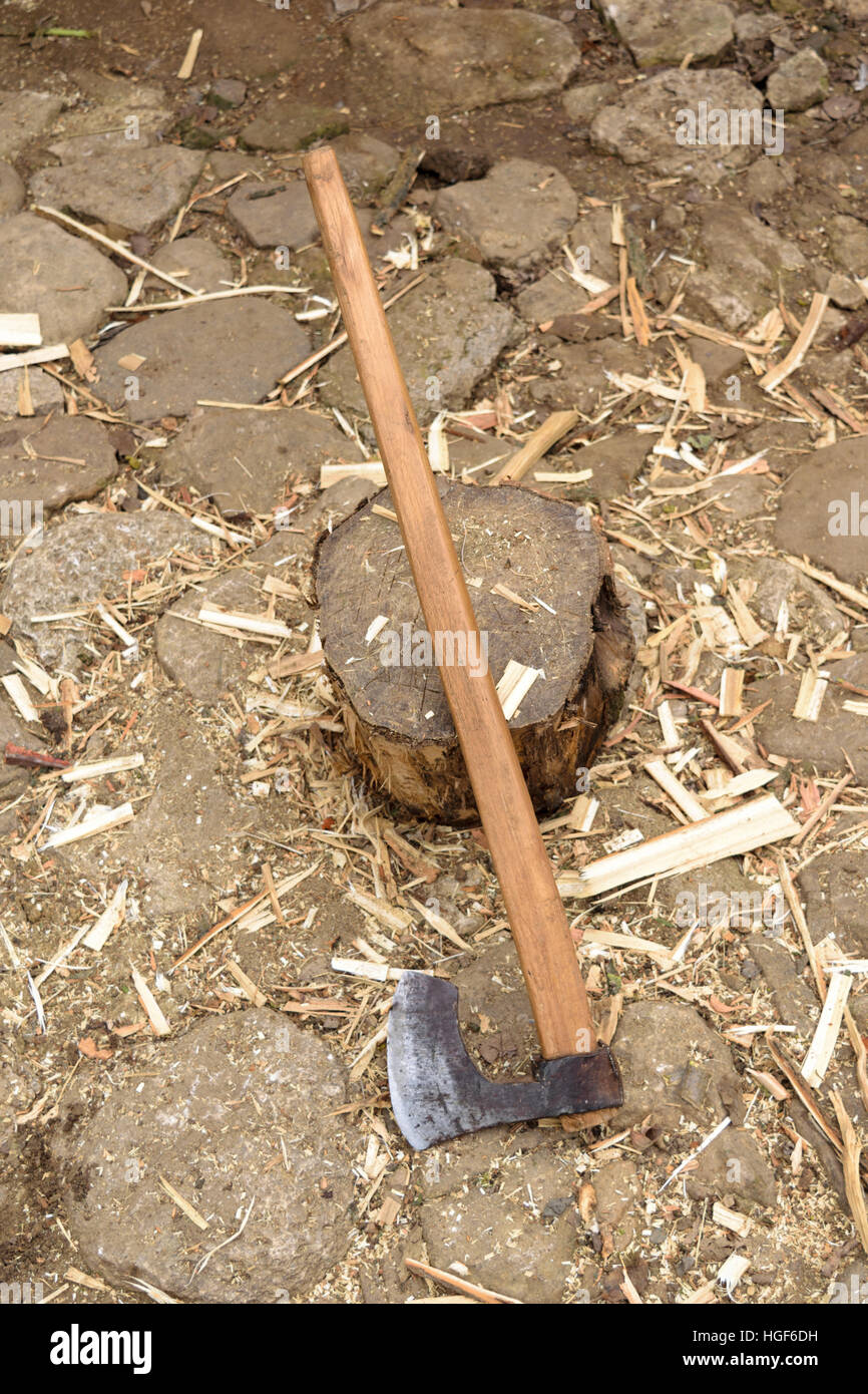 Old hatchet axe wooden handle hi-res stock photography and images - Alamy