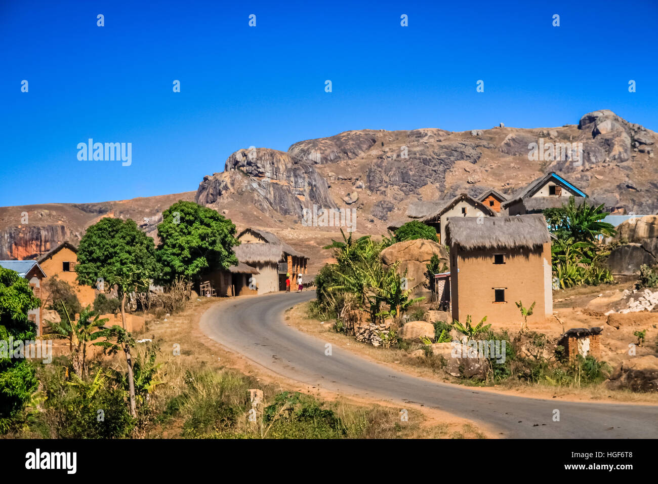 Small rural village in central plateau in Madagascar Stock Photo - Alamy