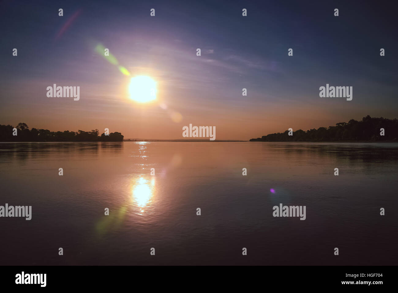 Beautiful sunset over Tsiribihina river in Madagascar Stock Photo - Alamy