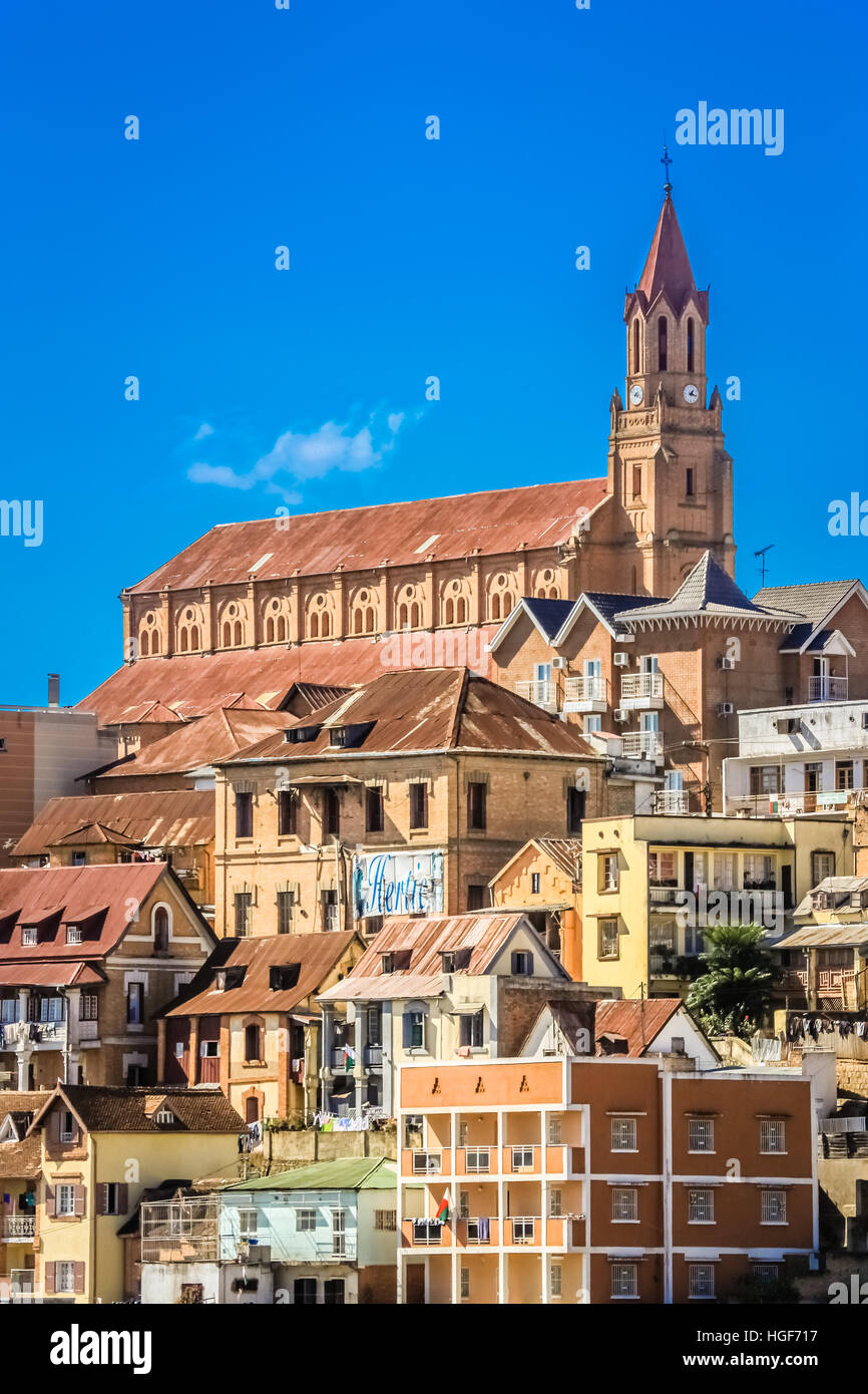 Homes of Antananarivo, the capital city of the island of Madagascar ...