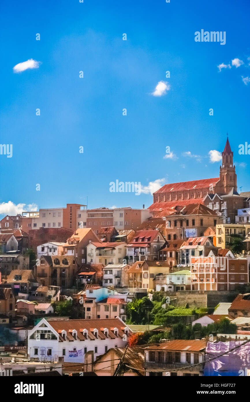 Homes of Antananarivo, the capital city of the island of Madagascar ...