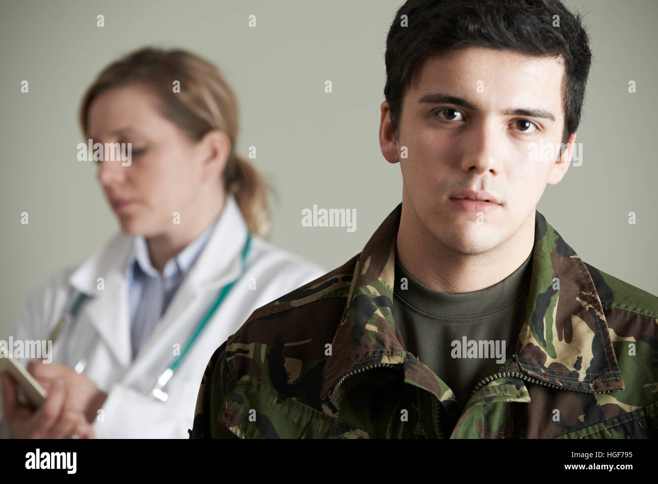 Soldier Being Assessed By Doctor Stock Photo - Alamy
