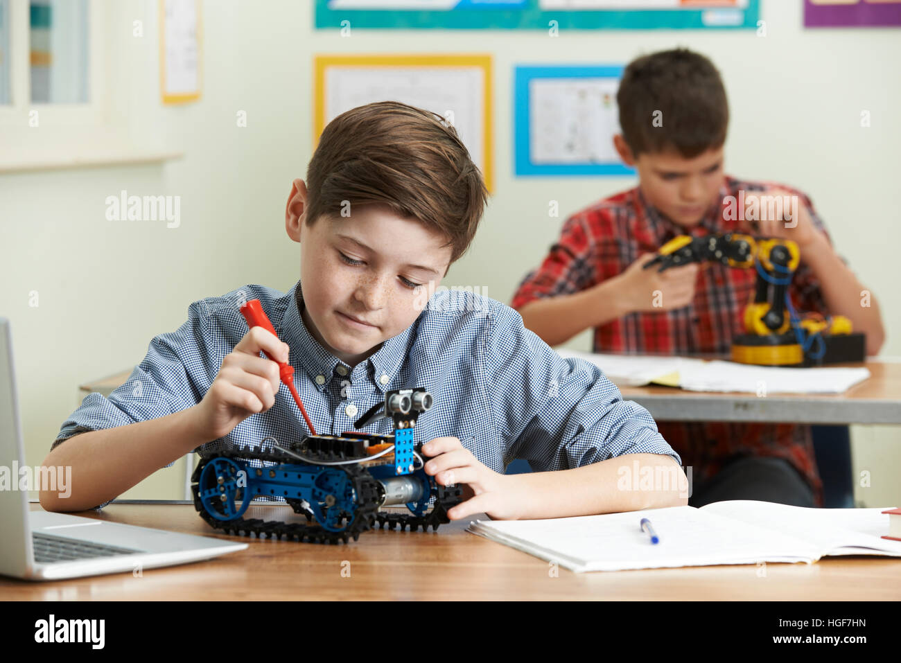 Pupils In Science Lesson Studying Robotics Stock Photo - Alamy