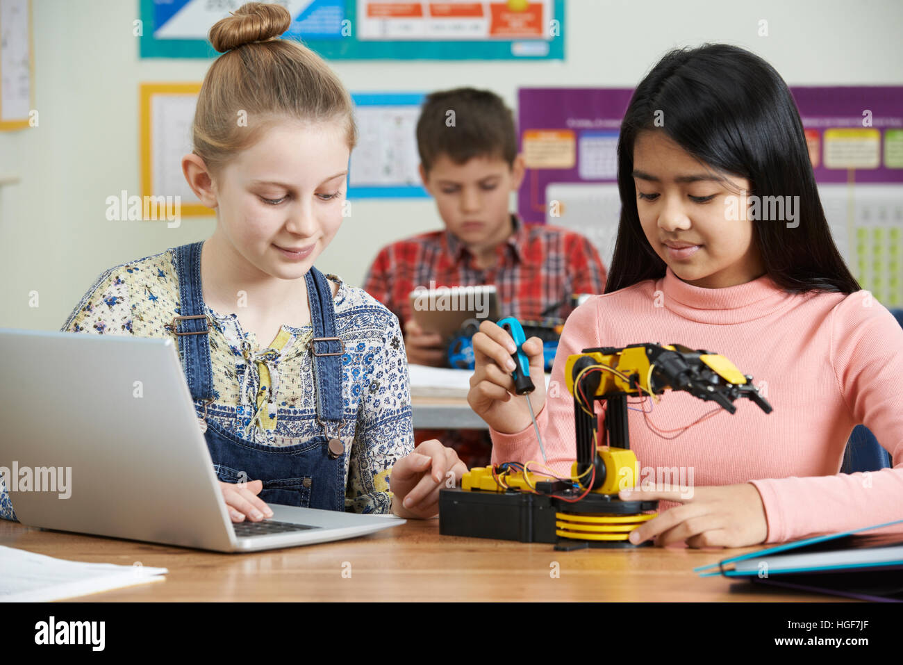 Pupils In Science Lesson Studying Robotics Stock Photo - Alamy