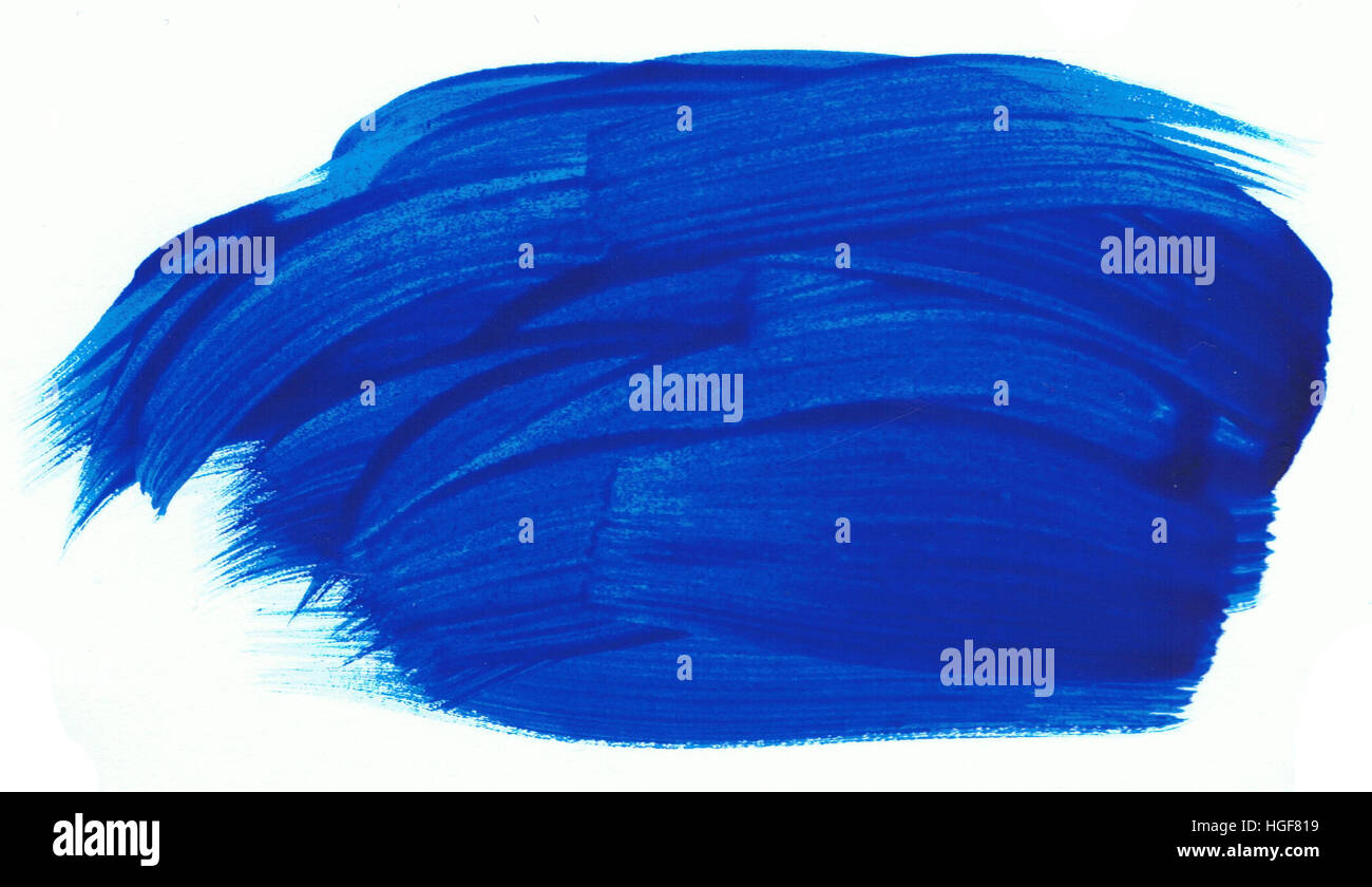A blue paint dab on a white paper. Artistic element Stock Photo - Alamy