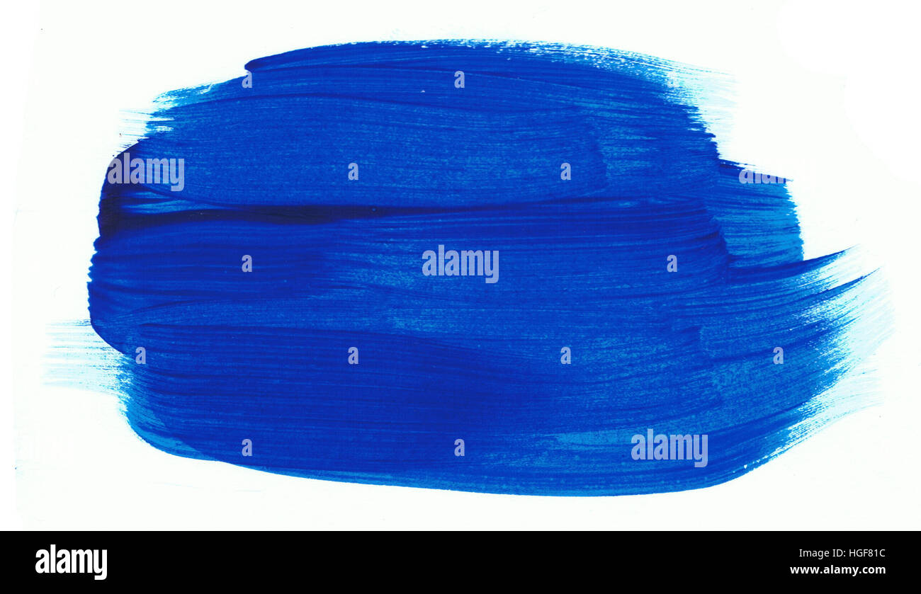 A blue paint dab on a white paper. Artistic element Stock Photo - Alamy