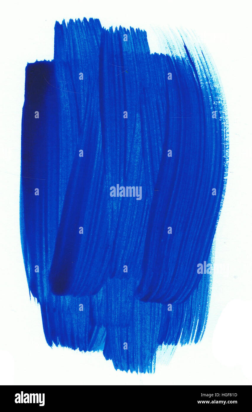 A blue paint dab on a white paper. Artistic element Stock Photo - Alamy