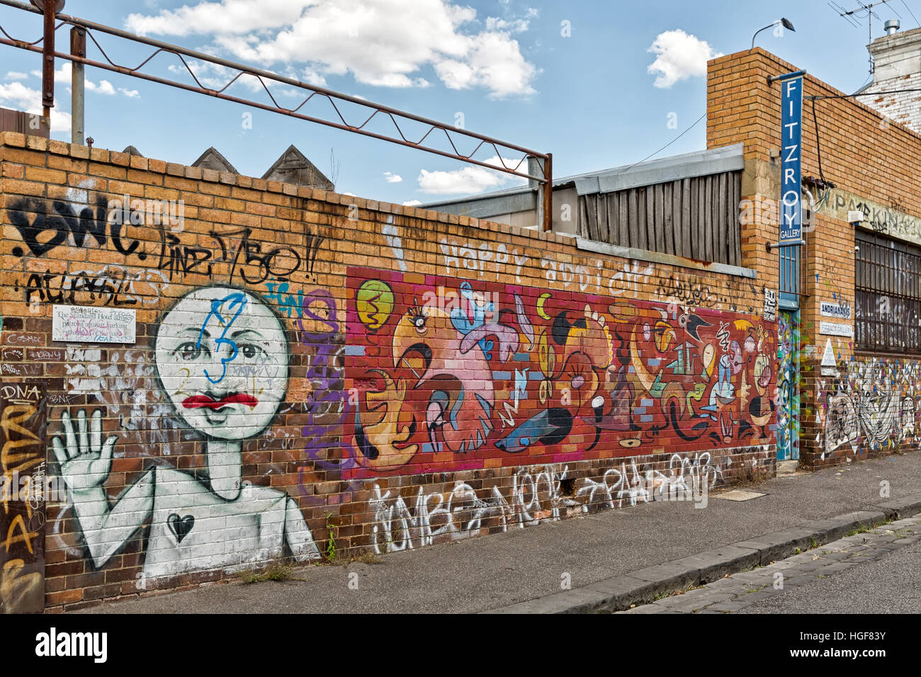 Melbourne, Australia - February 2015: Street art by an unknown artist ...