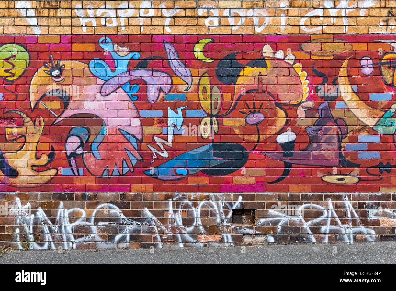 Melbourne, Australia - February 2015: Street art by an unknown artist ...