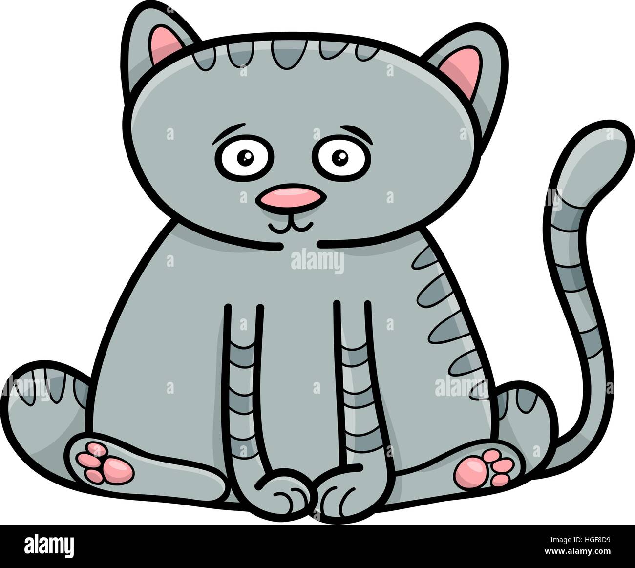 Cartoon Illustration of Cute Cat or Kitten Animal Character Stock ...