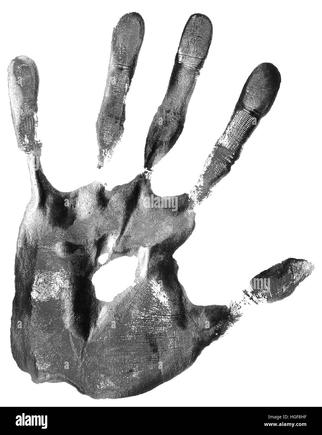 black hand print on a white Stock Photo - Alamy