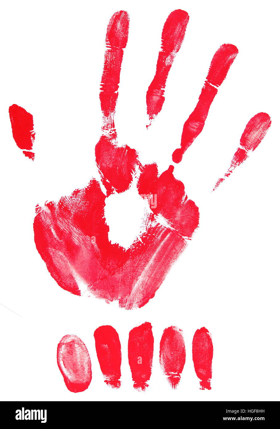 red hand print on a white Stock Photo - Alamy