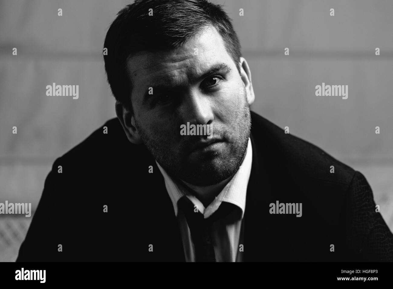 Close up handsome serious Black and White Stock Photos & Images - Alamy