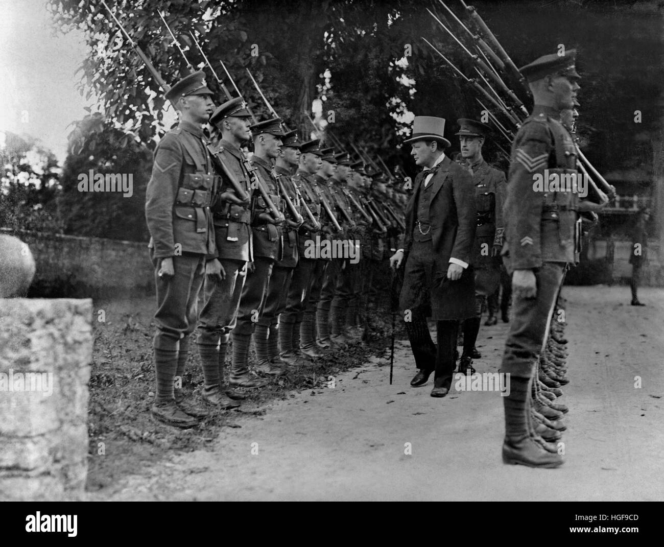 Winston Churchill inspecting forces, Cologne, August 1919 Stock Photo ...