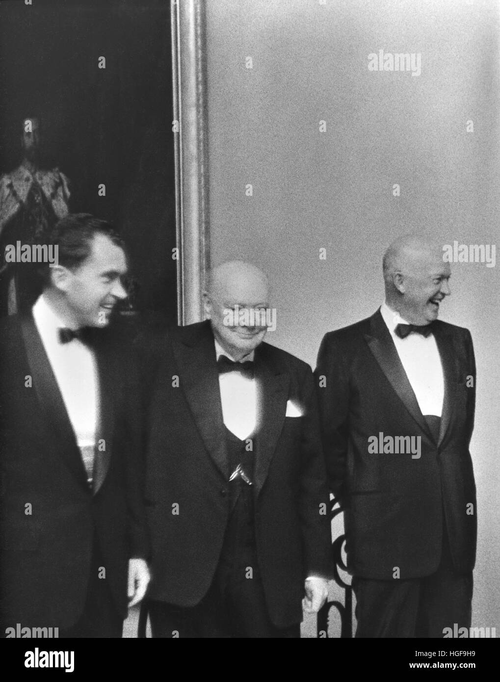 Prime Minister Winston Churchill with President Dwight D Eisenhower and ...
