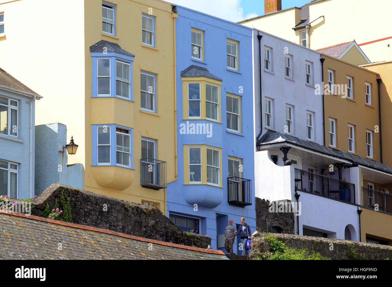 Colourful Houses overlooking Tenby Harbour Stock Photo - Alamy