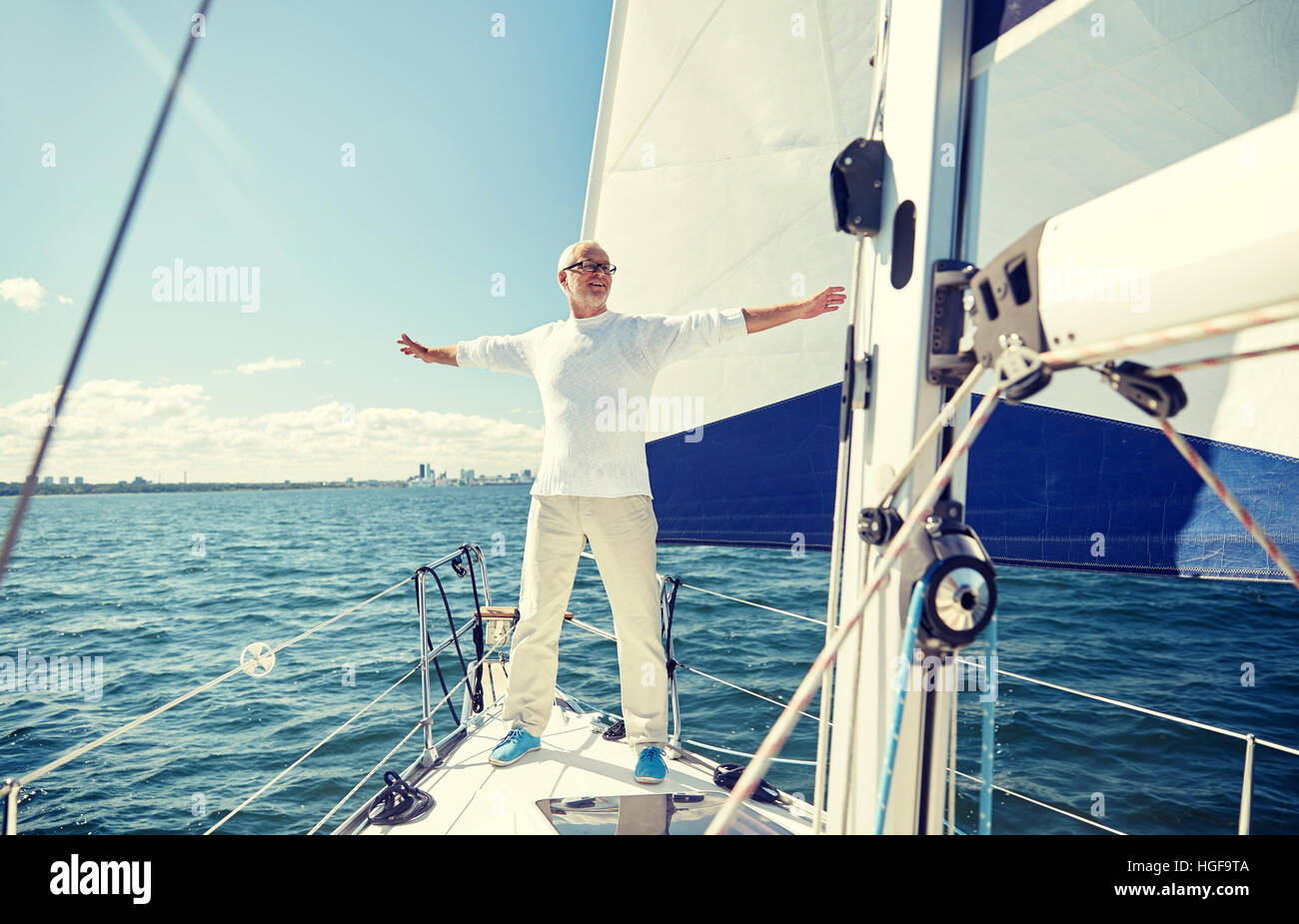 Retired man pensioner sailboat yacht hi-res stock photography and ...
