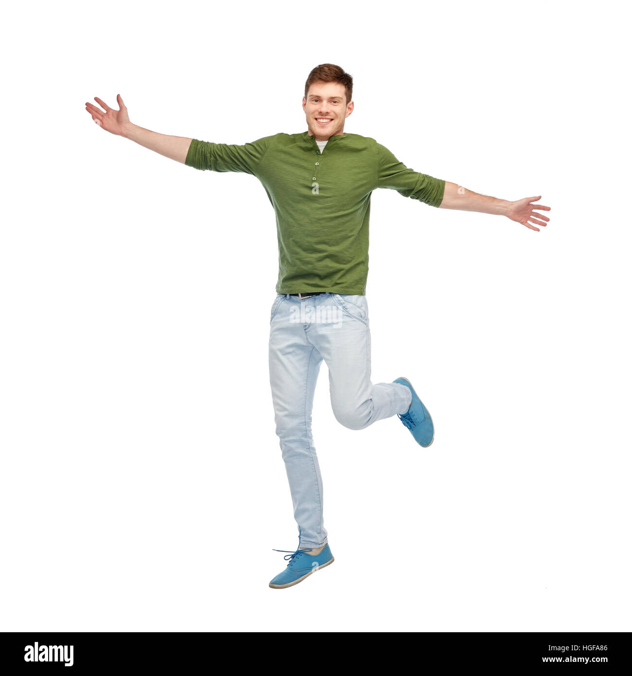 Happy man jumping in Cut Out Stock Images & Pictures - Alamy