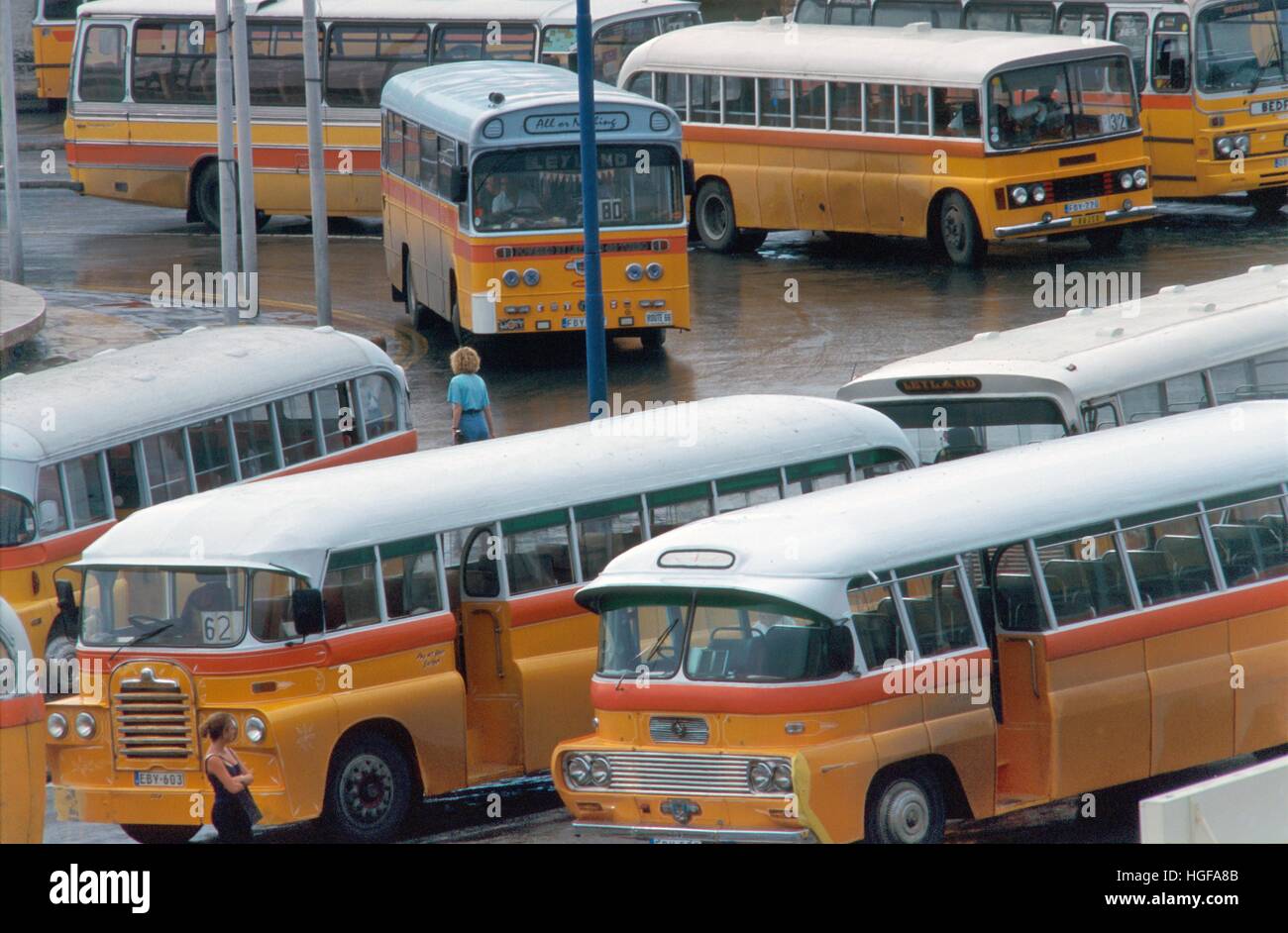 Malta island, the bus station in La Valletta capital city Stock Photo ...