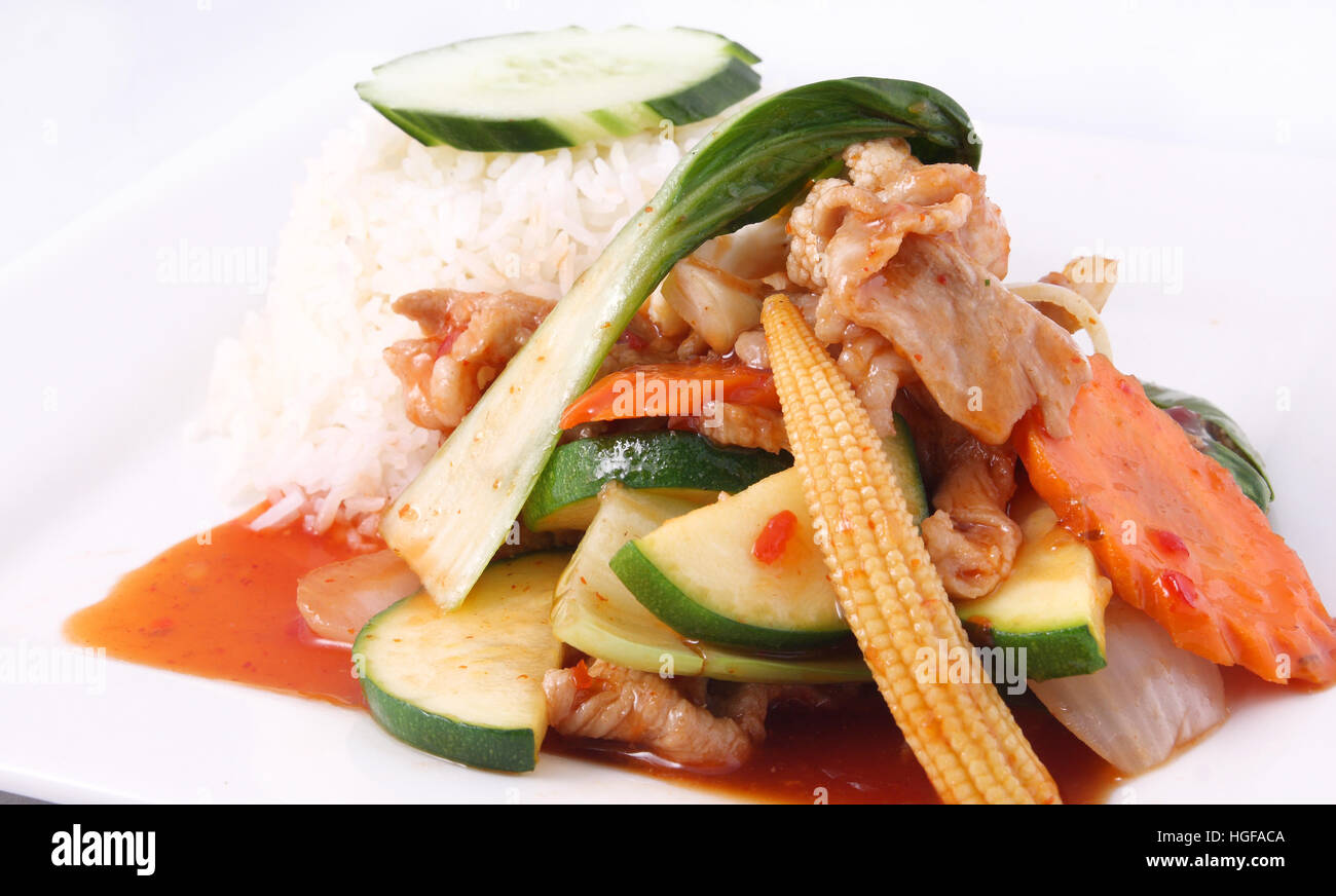 Sweet chili sauce with rice Stock Photo - Alamy