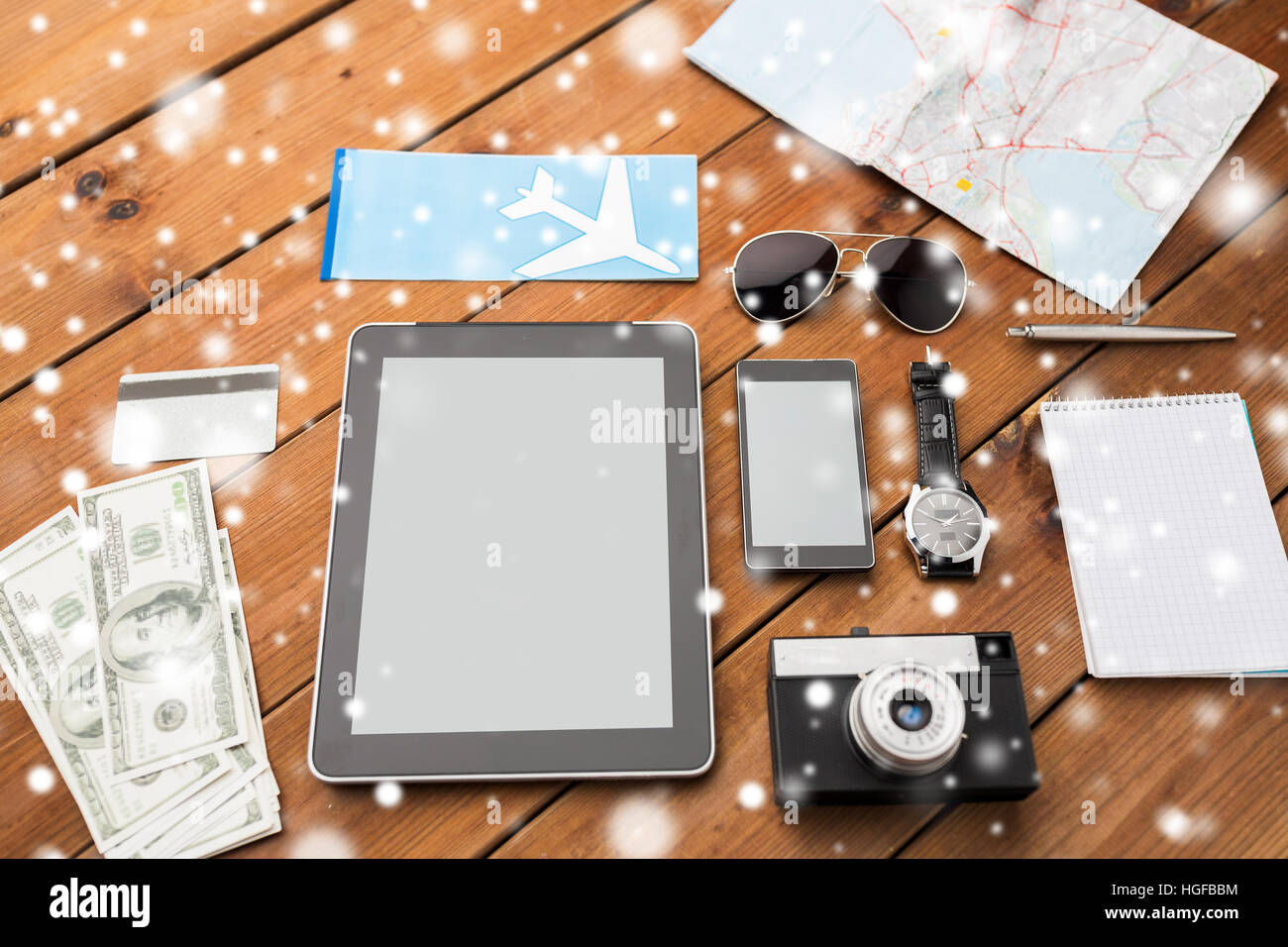 gadgets, camera and travel stuff Stock Photo - Alamy