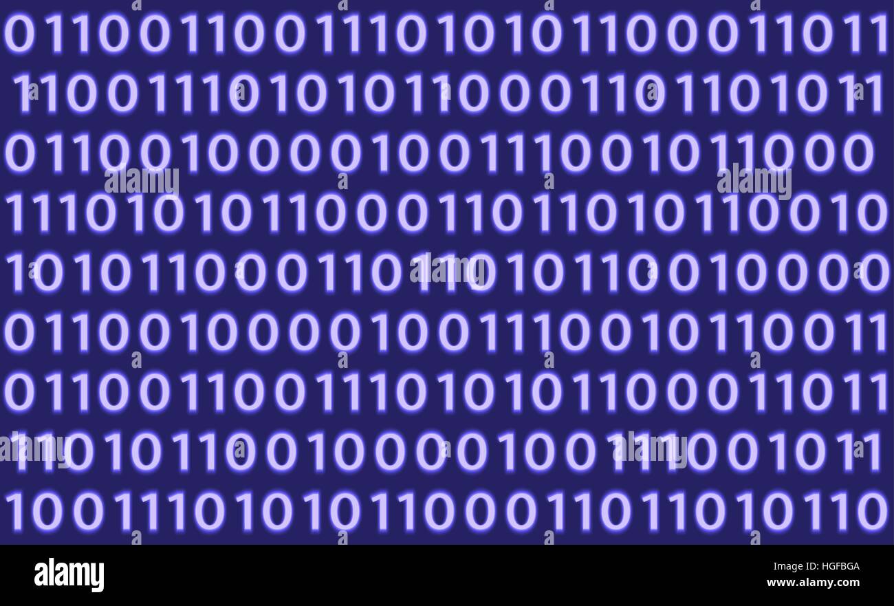 Close-Up of blue-light binary code on dark background Stock Vector ...