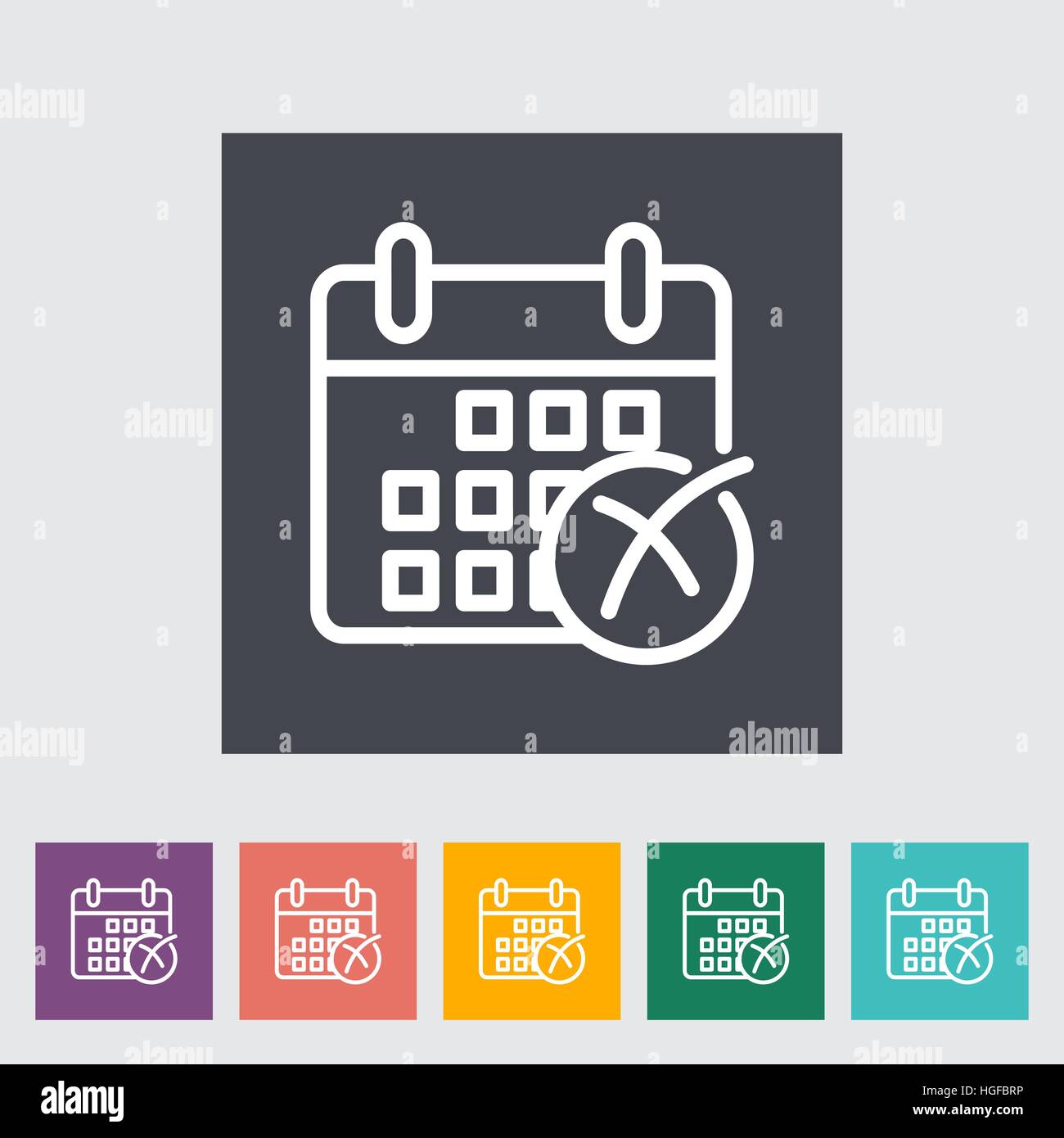 Calendar with cross. Single flat icon on the button. Vector ...