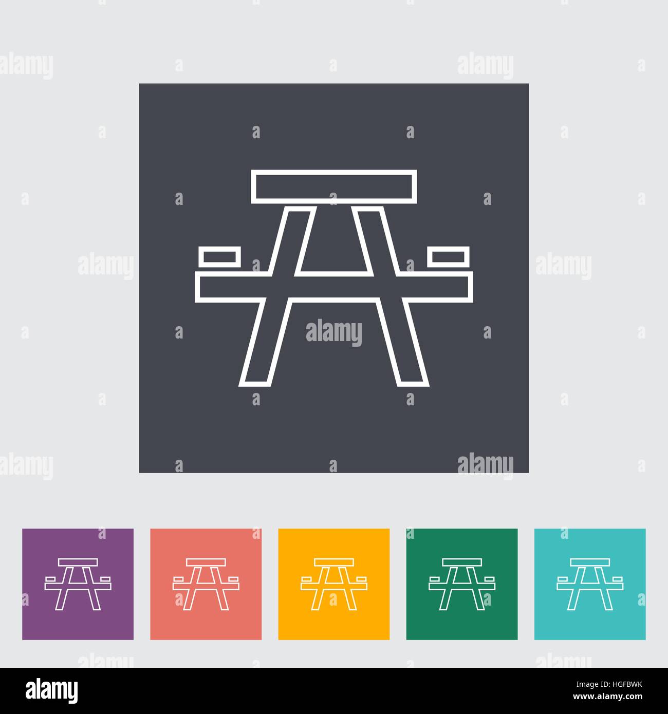 Camping table outline icon on the button. Vector illustration Stock ...