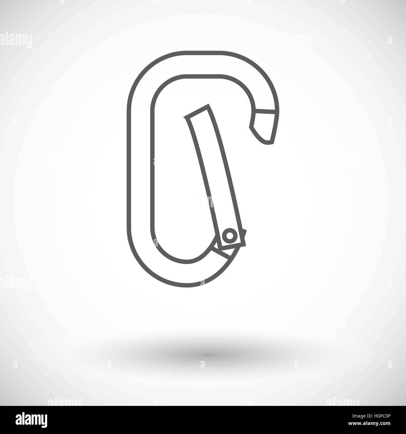Climbing carabiner. Single flat icon on white background. Vector ...