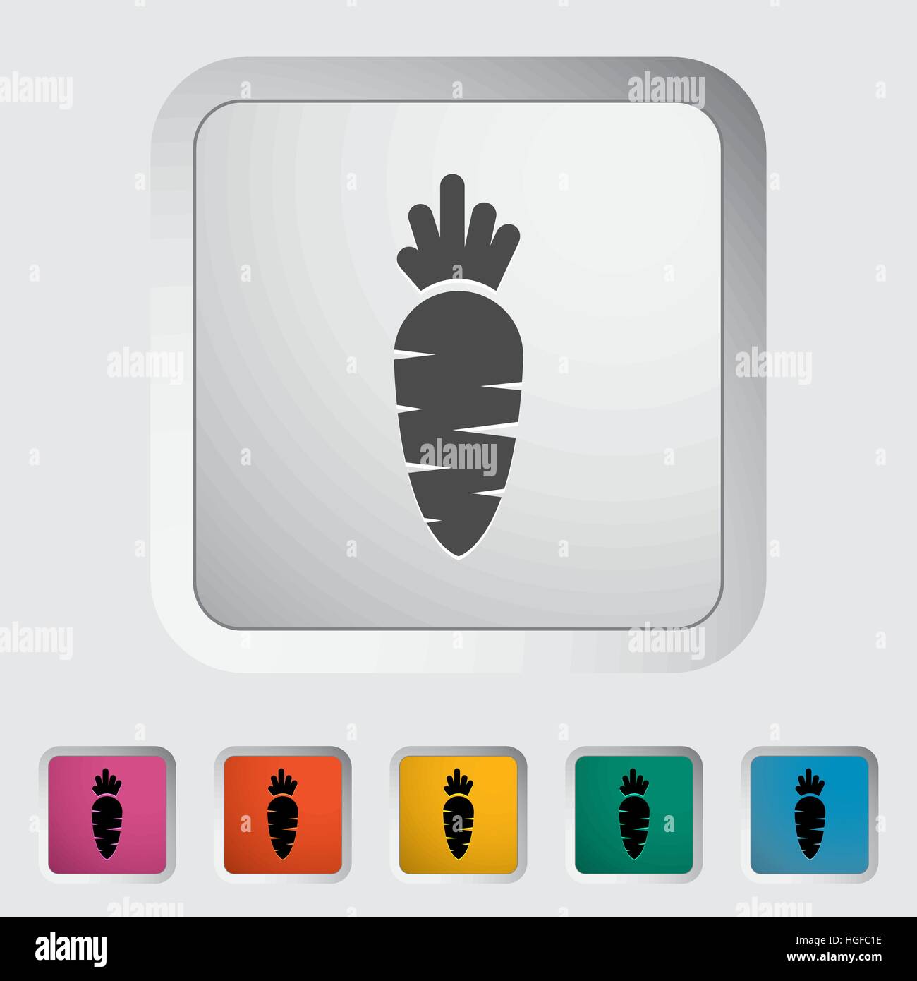 Carrot. Single color flat icon on the button. Vector illustration Stock ...