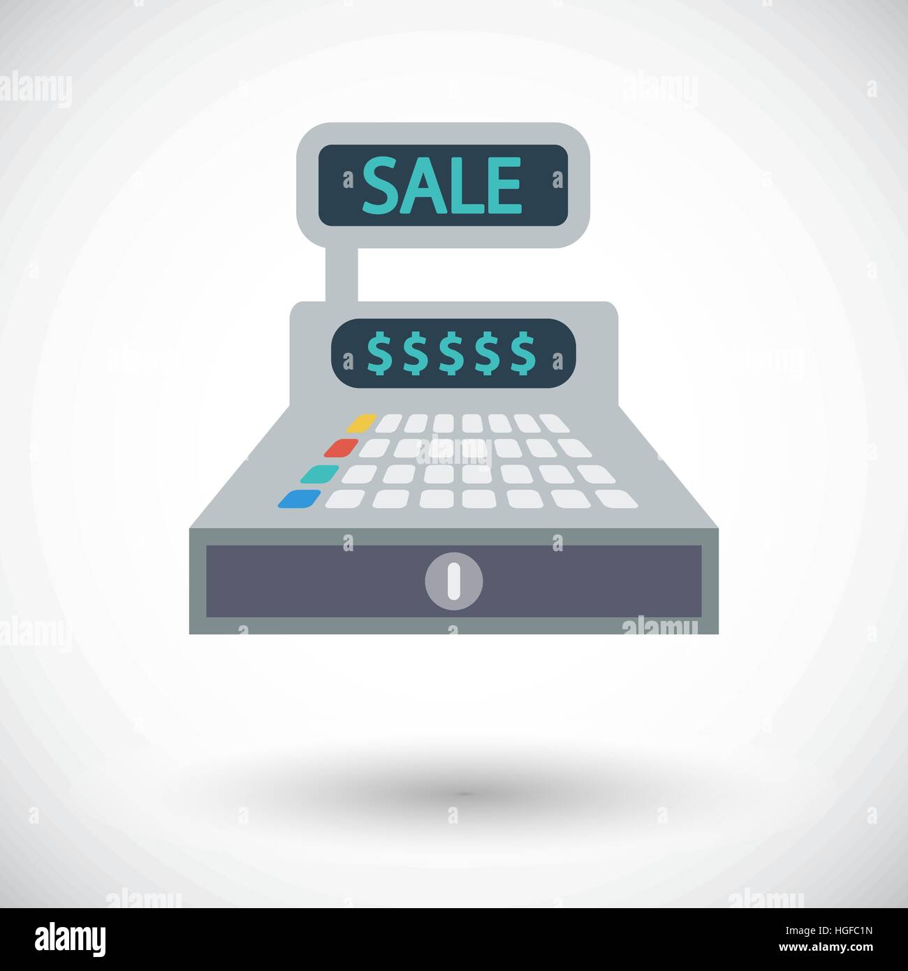 Cash register. Single flat icon on white background. Vector ...
