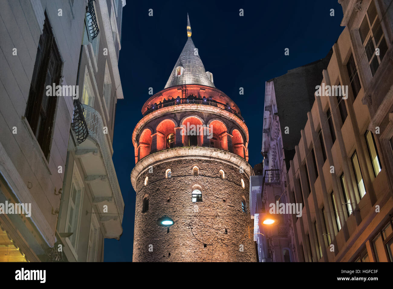 Galata Tower at night Istanbul Turkey Stock Photo - Alamy