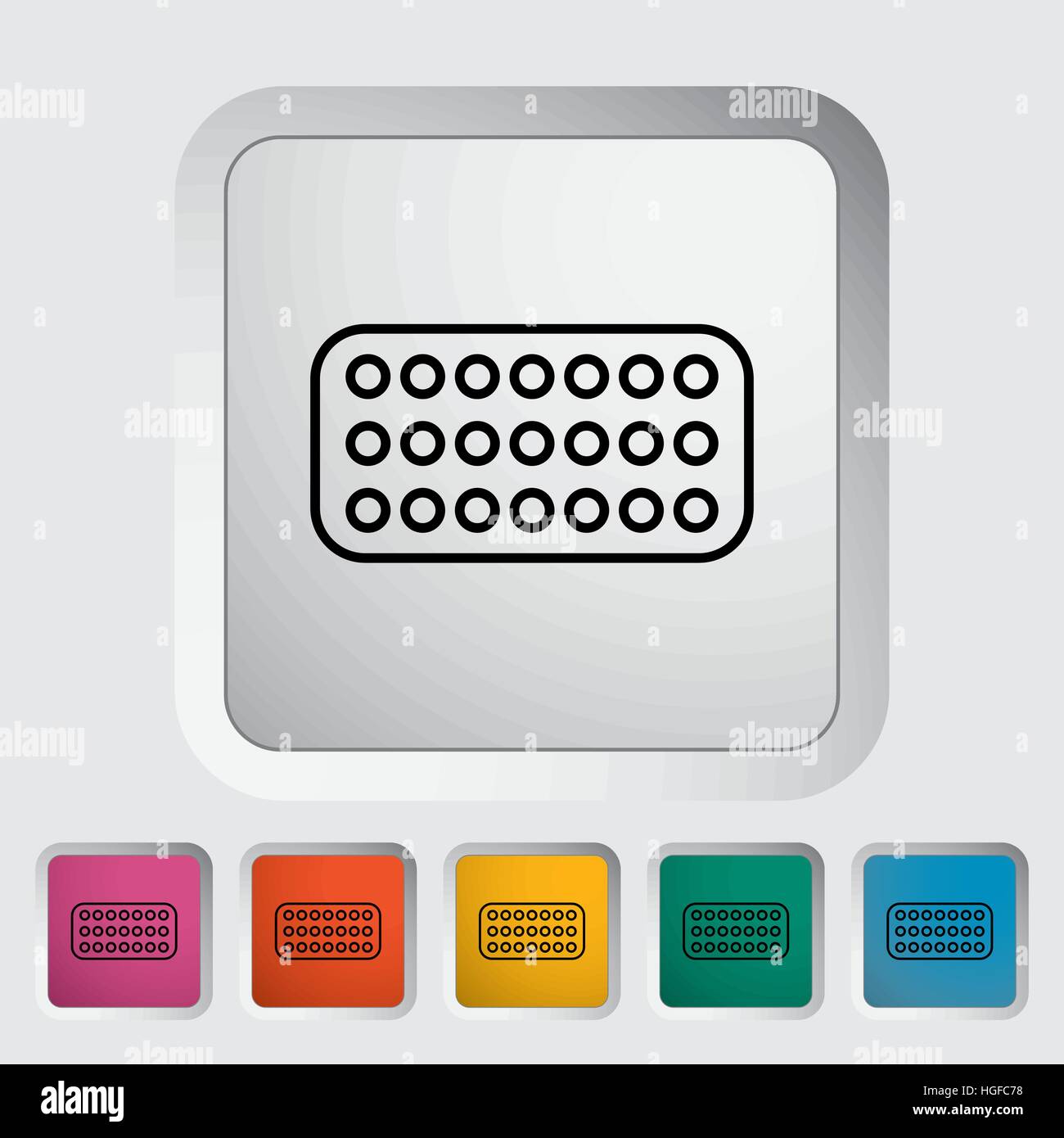 Contraceptive pills. Outline icon on the button. Vector illustration ...