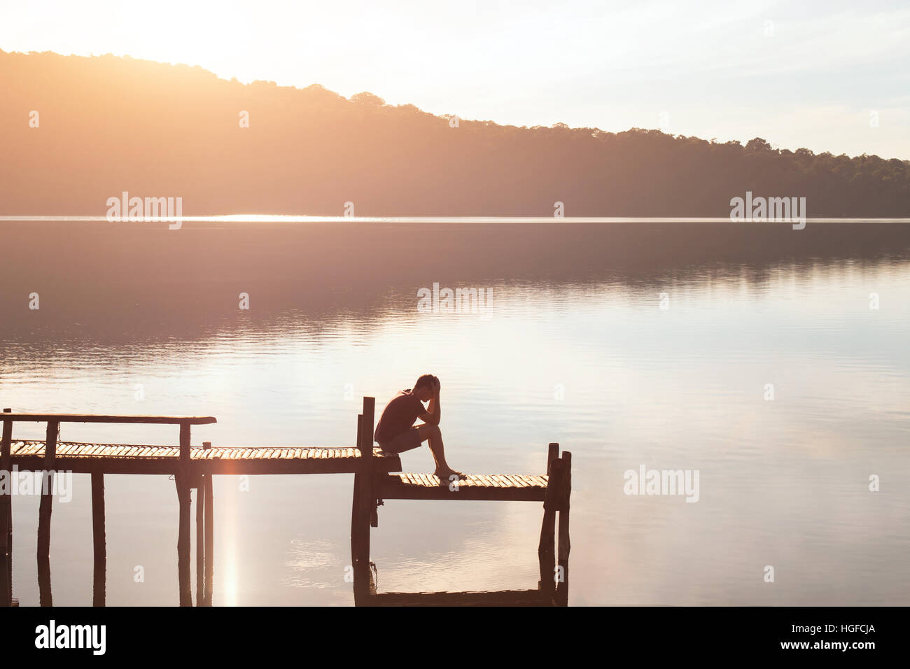 give up, sad desperate man sitting alone, problems and solitude ...