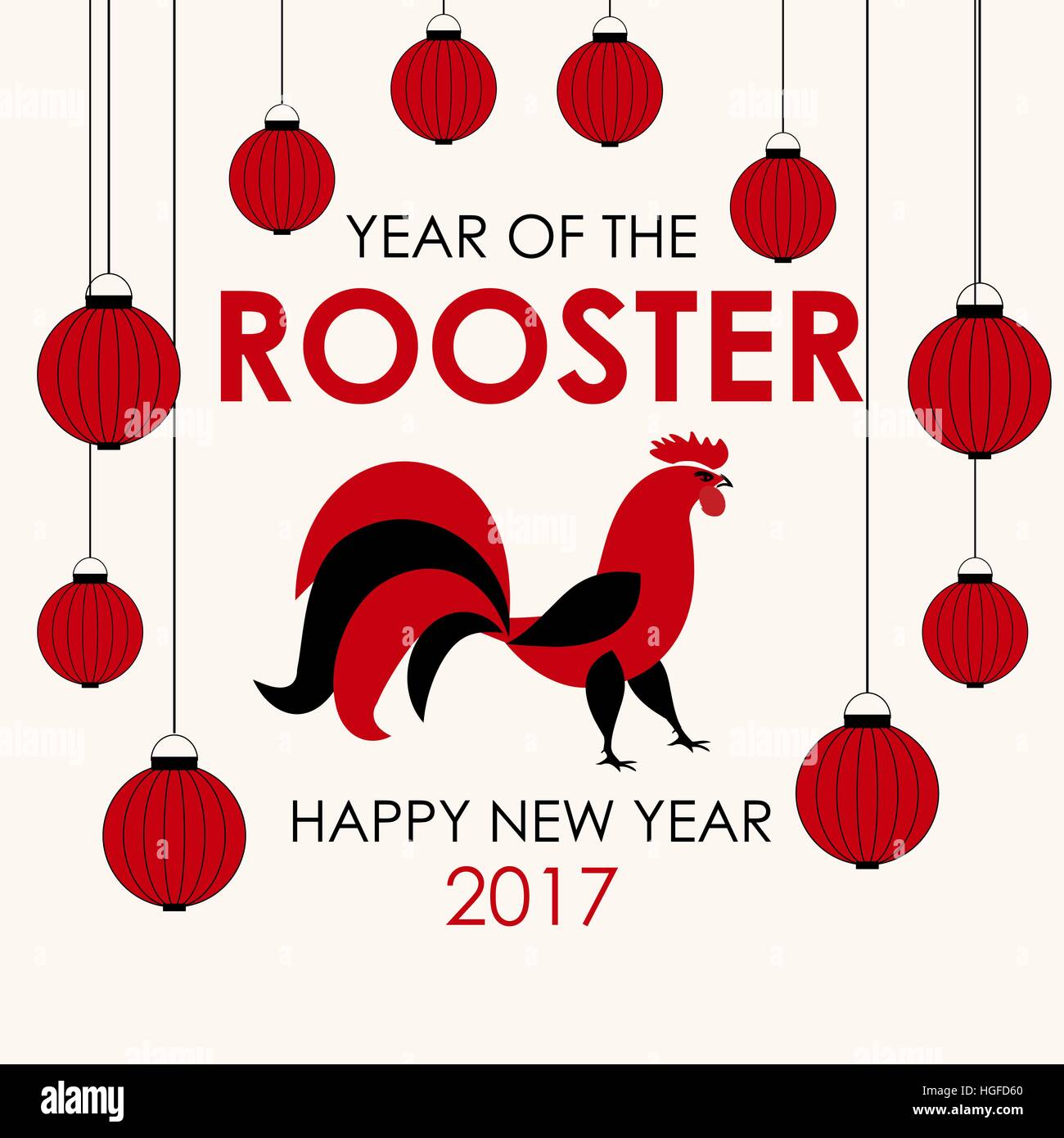 Chinese Calendar for the 2017 Year of Rooster. Vector Illustrati Stock ...