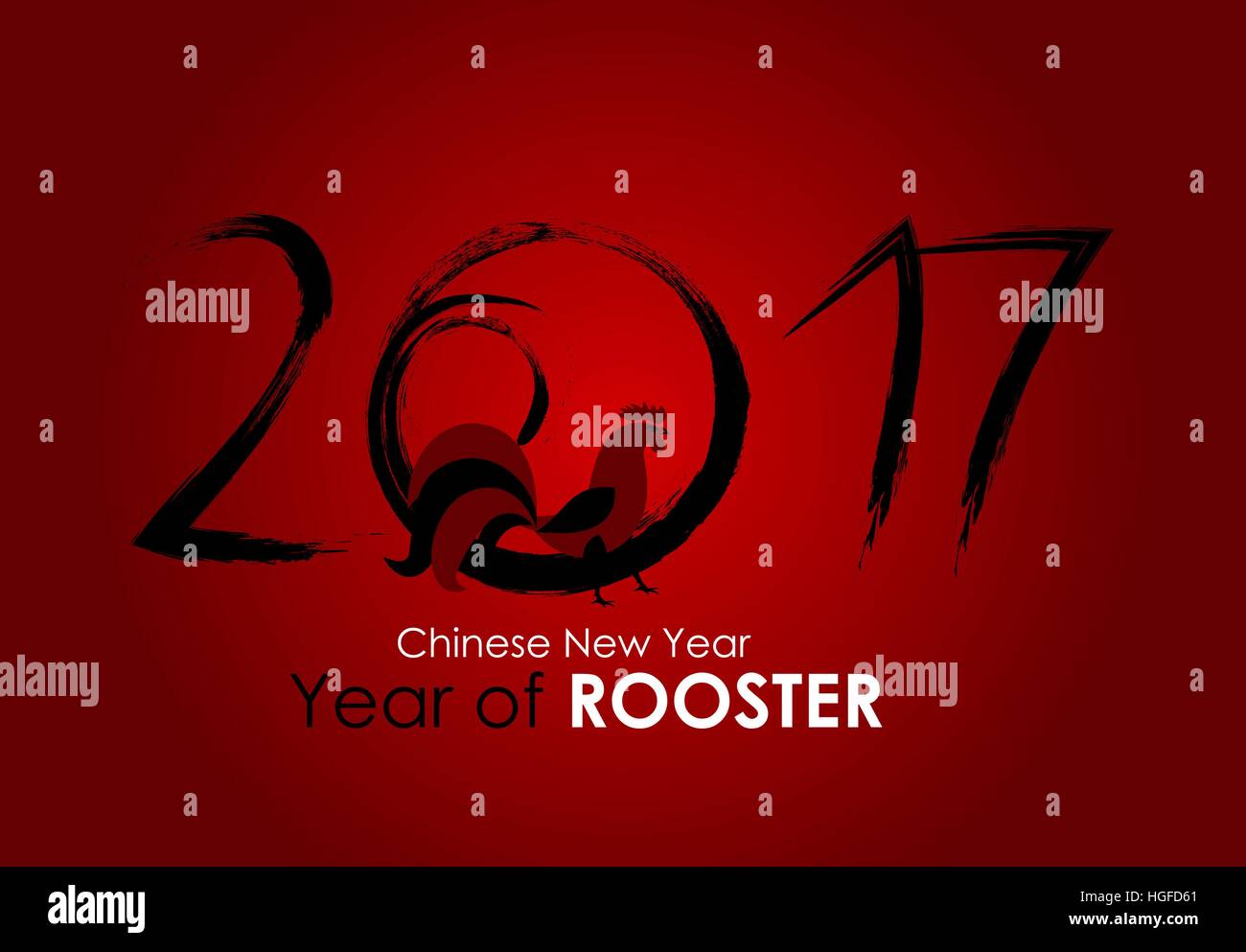 Chinese Calendar for the 2017 Year of Rooster. Vector Illustrati Stock ...