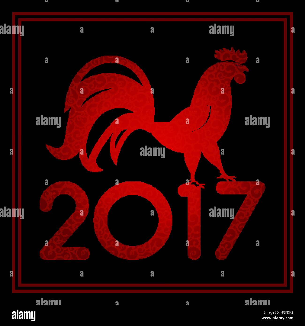 Chinese Calendar for the 2017 Year of Rooster. Vector Illustrati Stock ...