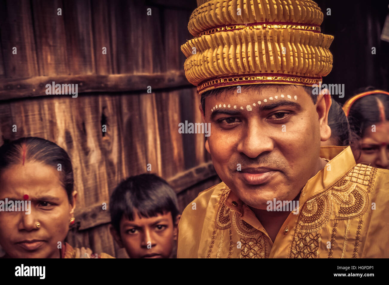 Morolgang, Bangladesh - circa July 2012: Smiling native man dressed in ...