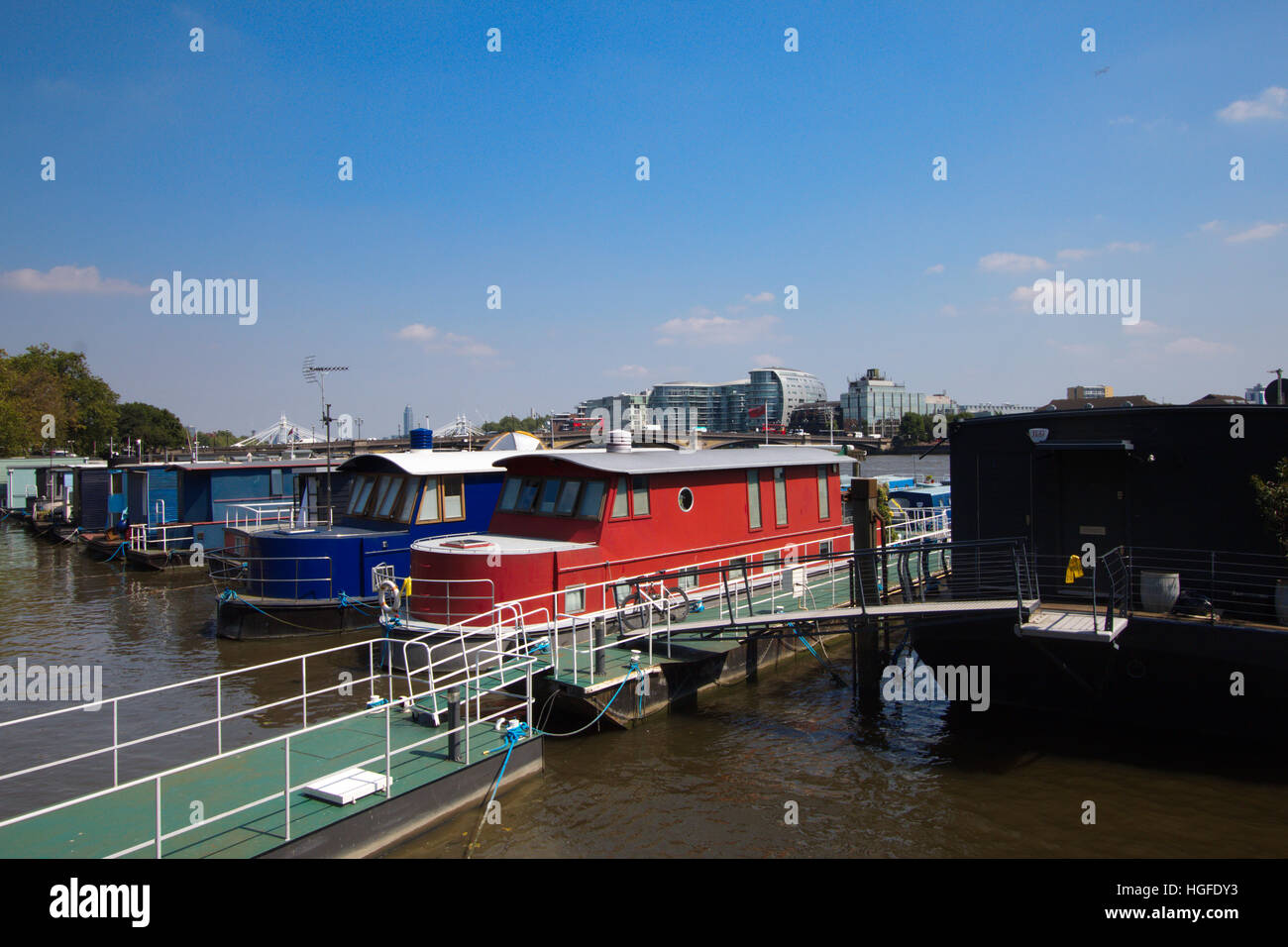 House boats in Chelsea, London Stock Photo - Alamy