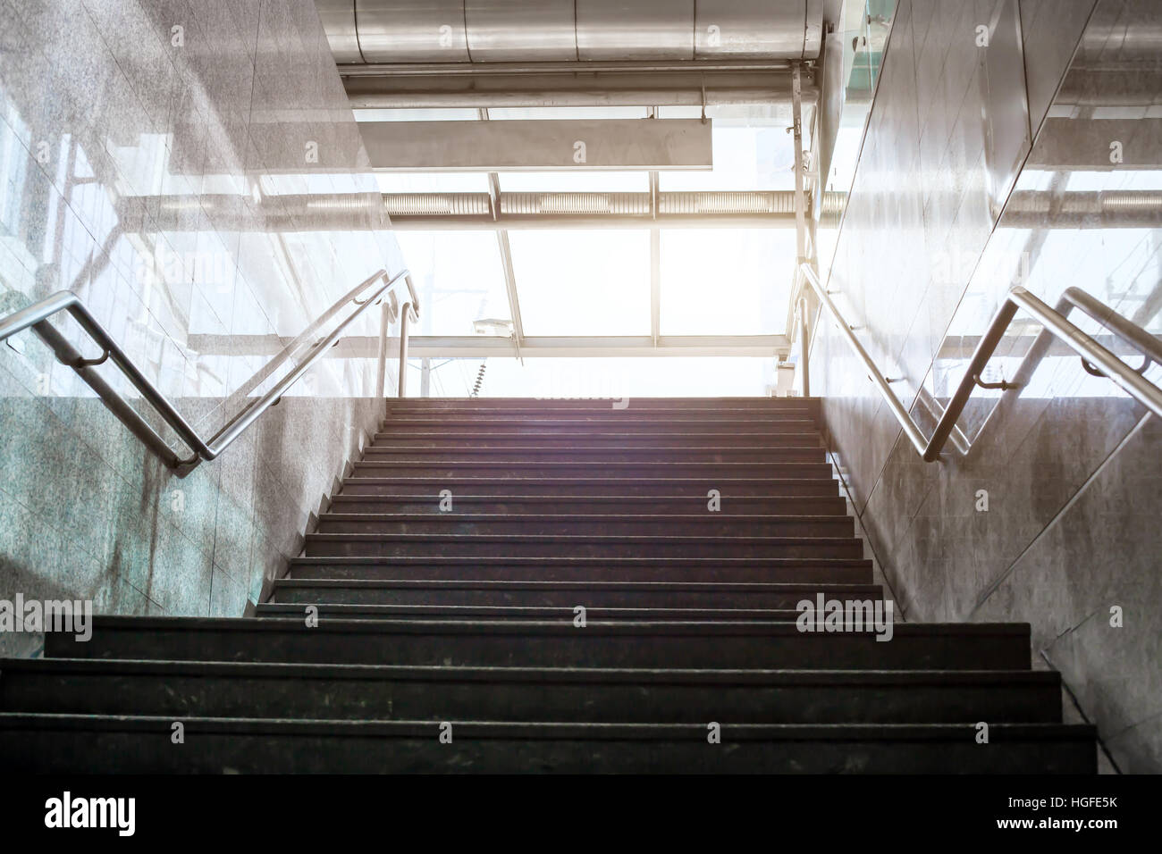 stairs in metro, way up, urban concrete interior Stock Photo - Alamy