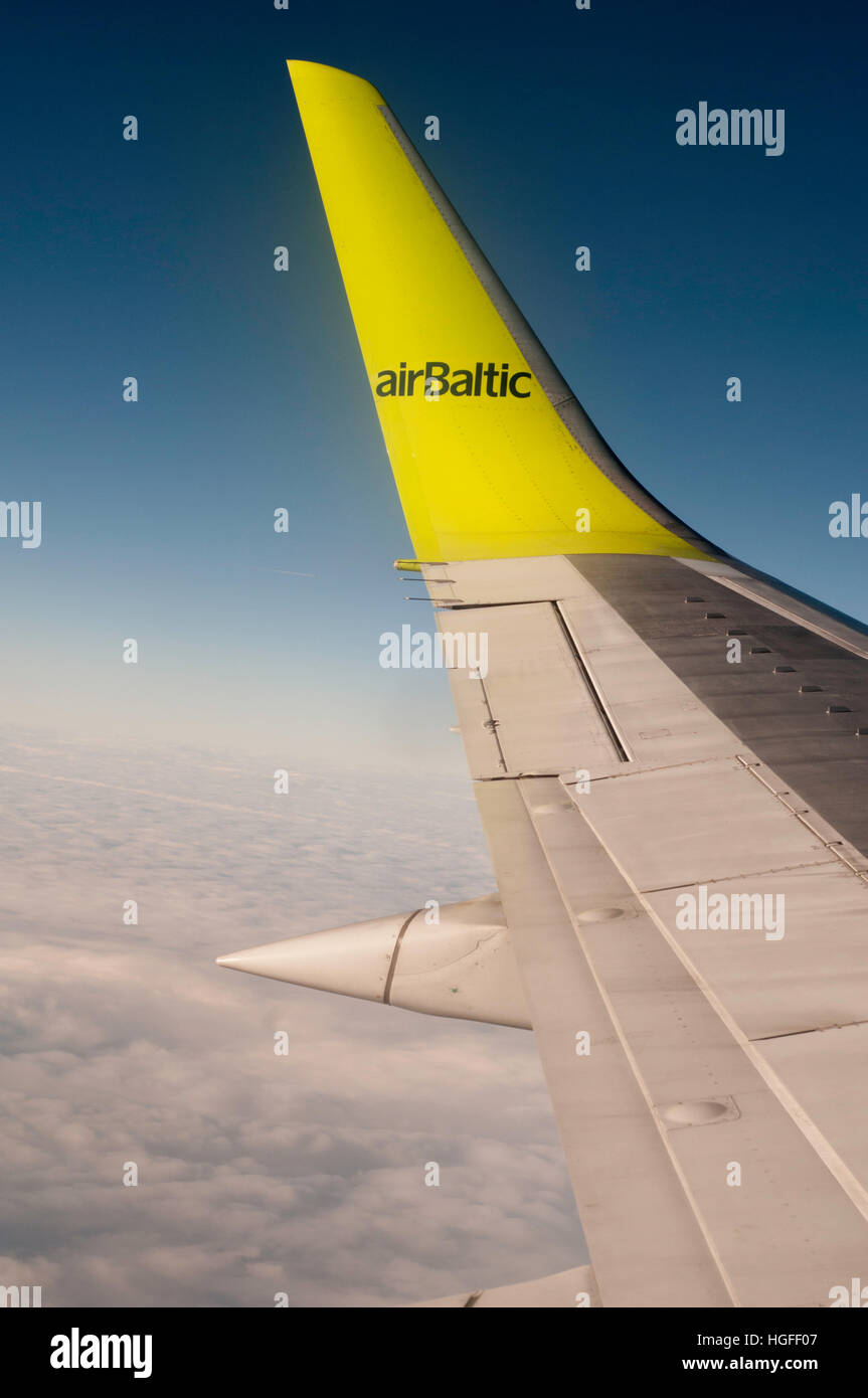 Flying over Europe on a Air Baltic B737 800 Stock Photo - Alamy
