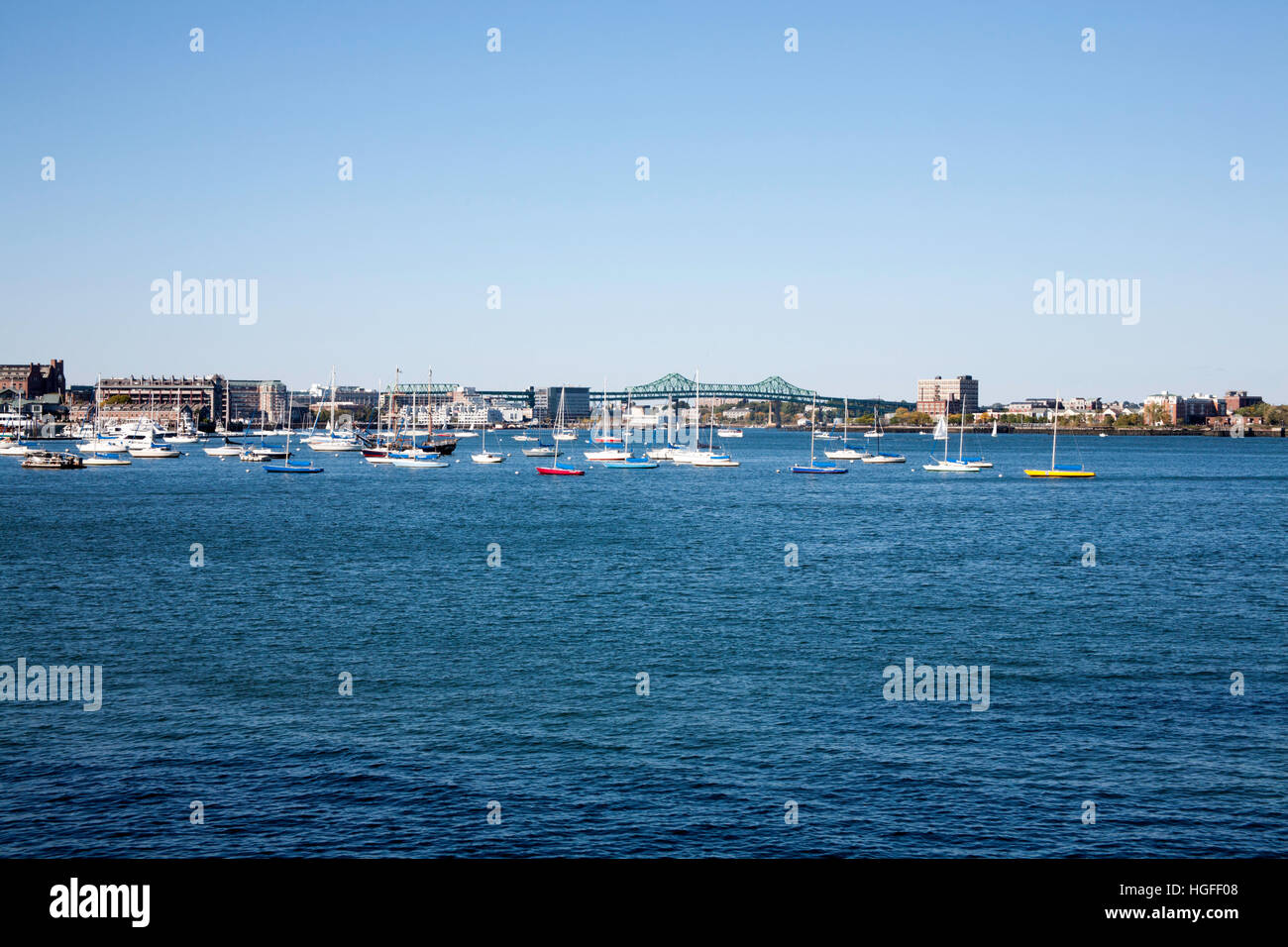 The Charlestown Bridge at the mouth of the Charles River Boston ...