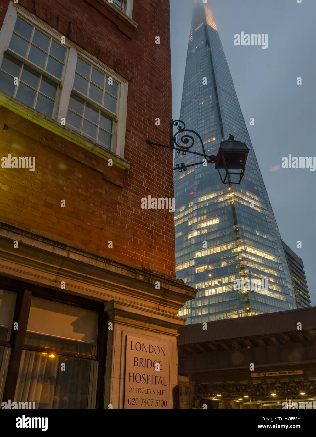 The Shard looms above the London Bridge Hospital on the south bank of ...