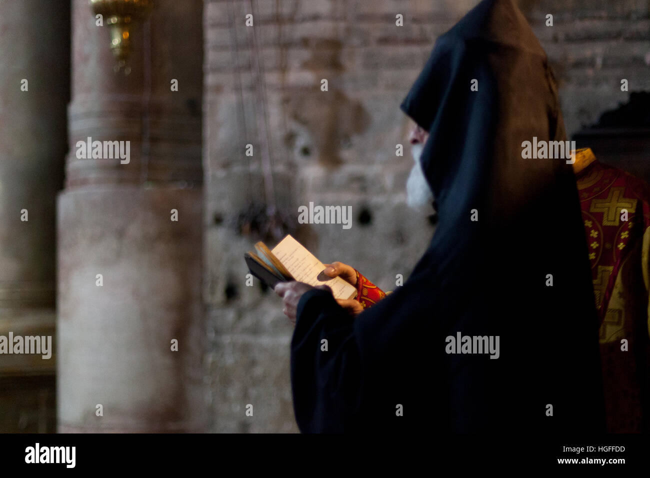 Jerusalem, Israel - October 29, 2013: Armenian priests hold traditional ...
